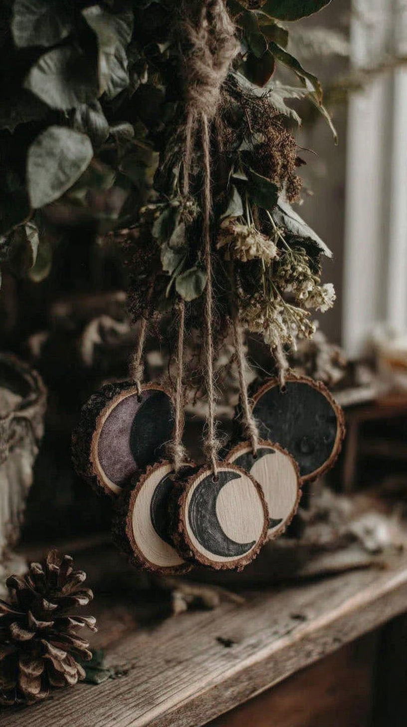 How To Create a Rustic Wood Slice Moon Phase Wall Hanging - Wild ...