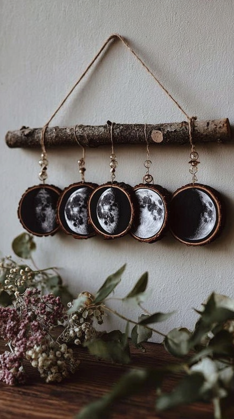 How To Create a Rustic Wood Slice Moon Phase Wall Hanging - Wild ...